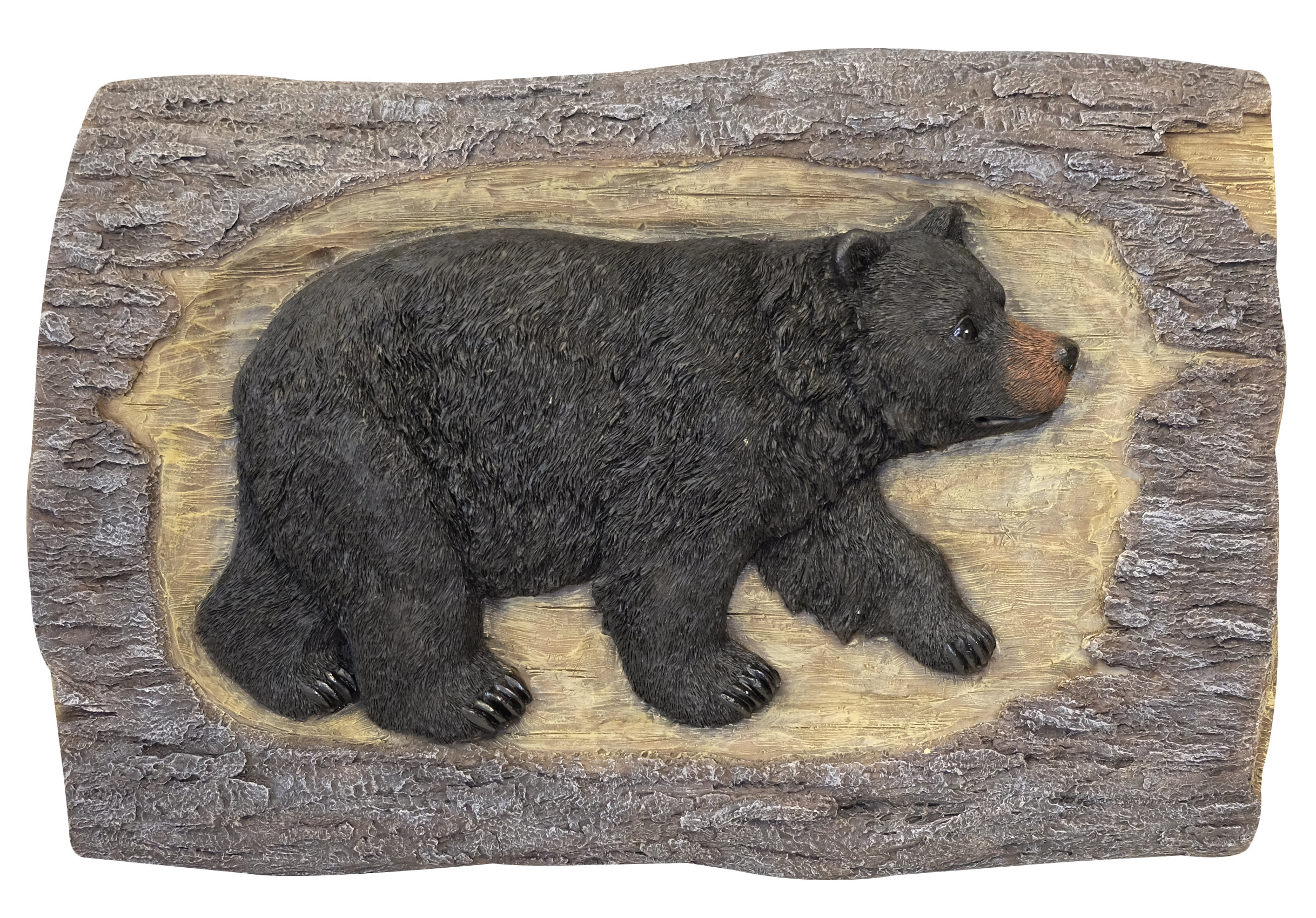 Millwood Pines Polyresin Black Bear on Faux Tree Bark Hanging Wall ...