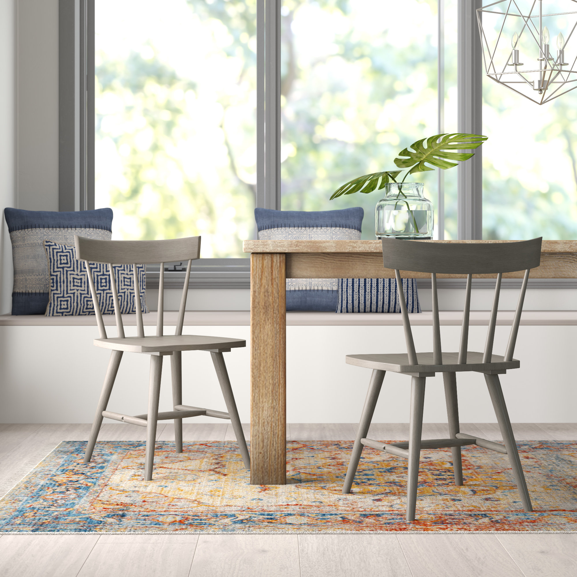 Wade Logan® Mitton Solid Wood Windsor Back Side Chair in Neutral Gray ...