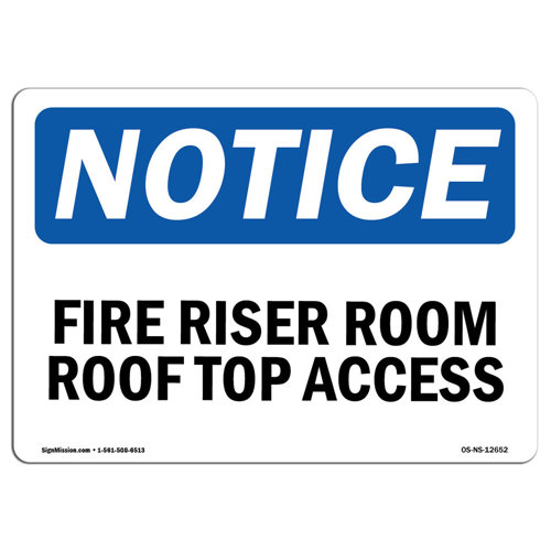 SignMission Fire Riser Room Roof Top Access | Wayfair