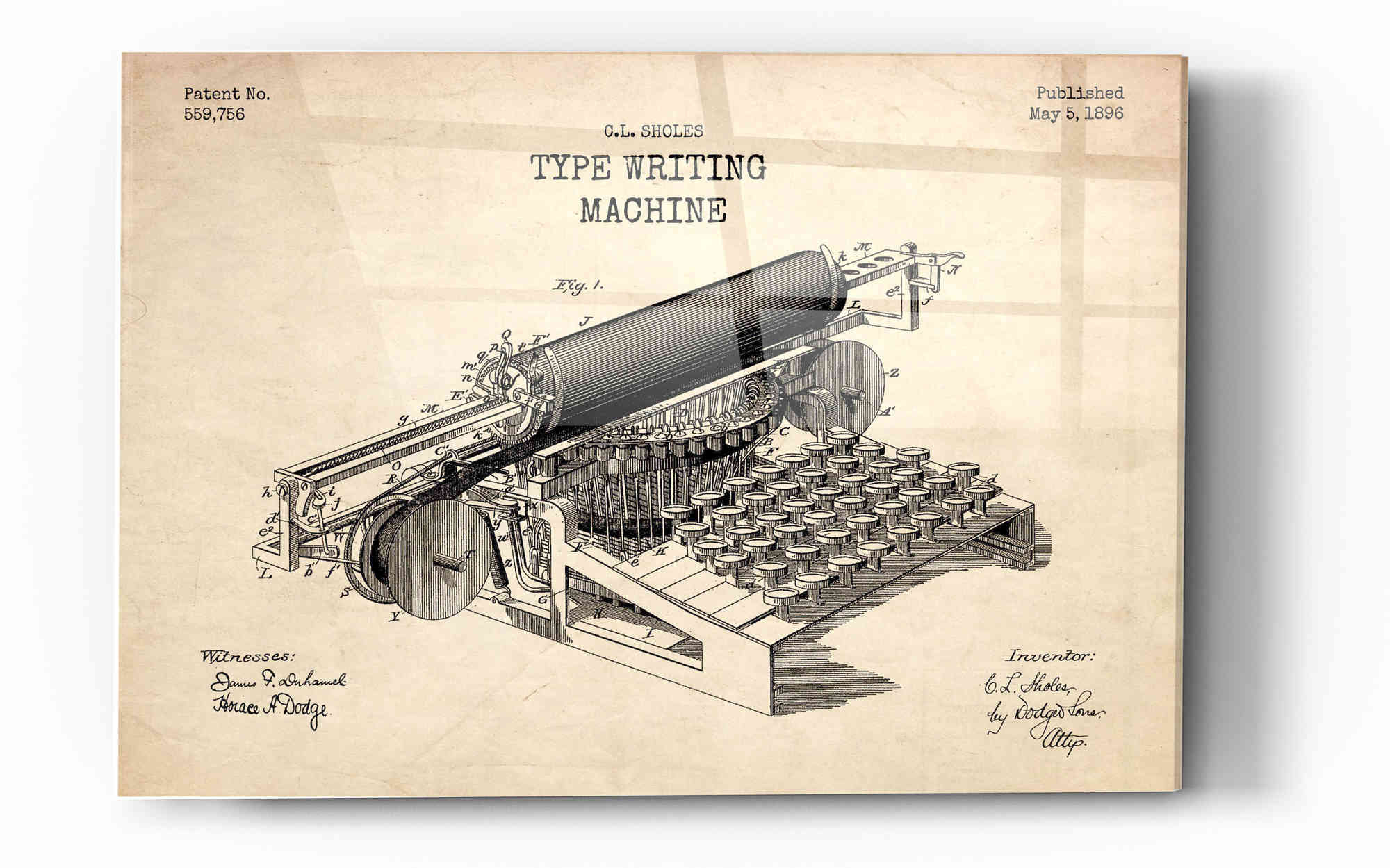 Williston Forge Type Writing Machine Patent Parchment - Unframed ...