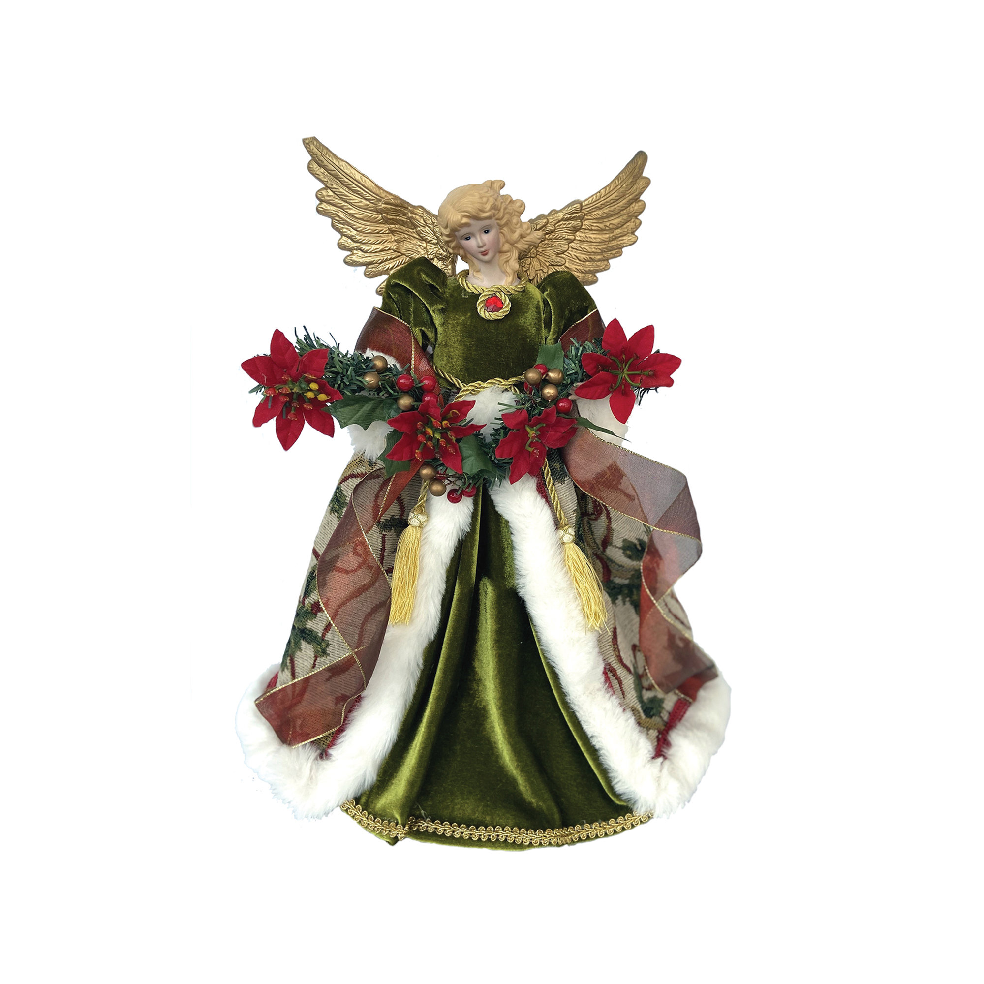The Holiday Aisle® Poinsettia Angel Cone Tree Topper | Wayfair