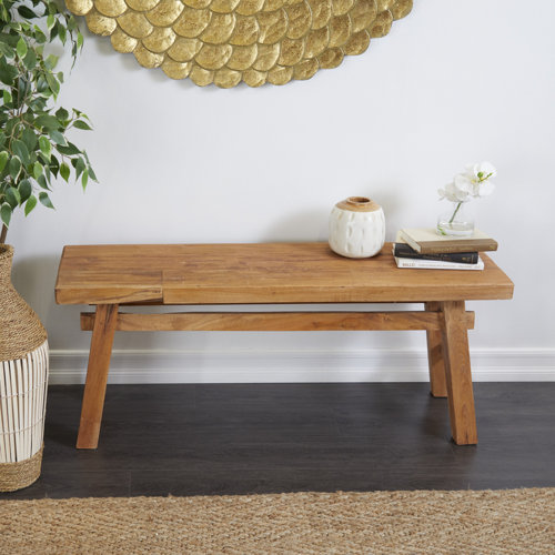 Joss & Main Milani Brown Wood Handmade Distressed Bench with High ...