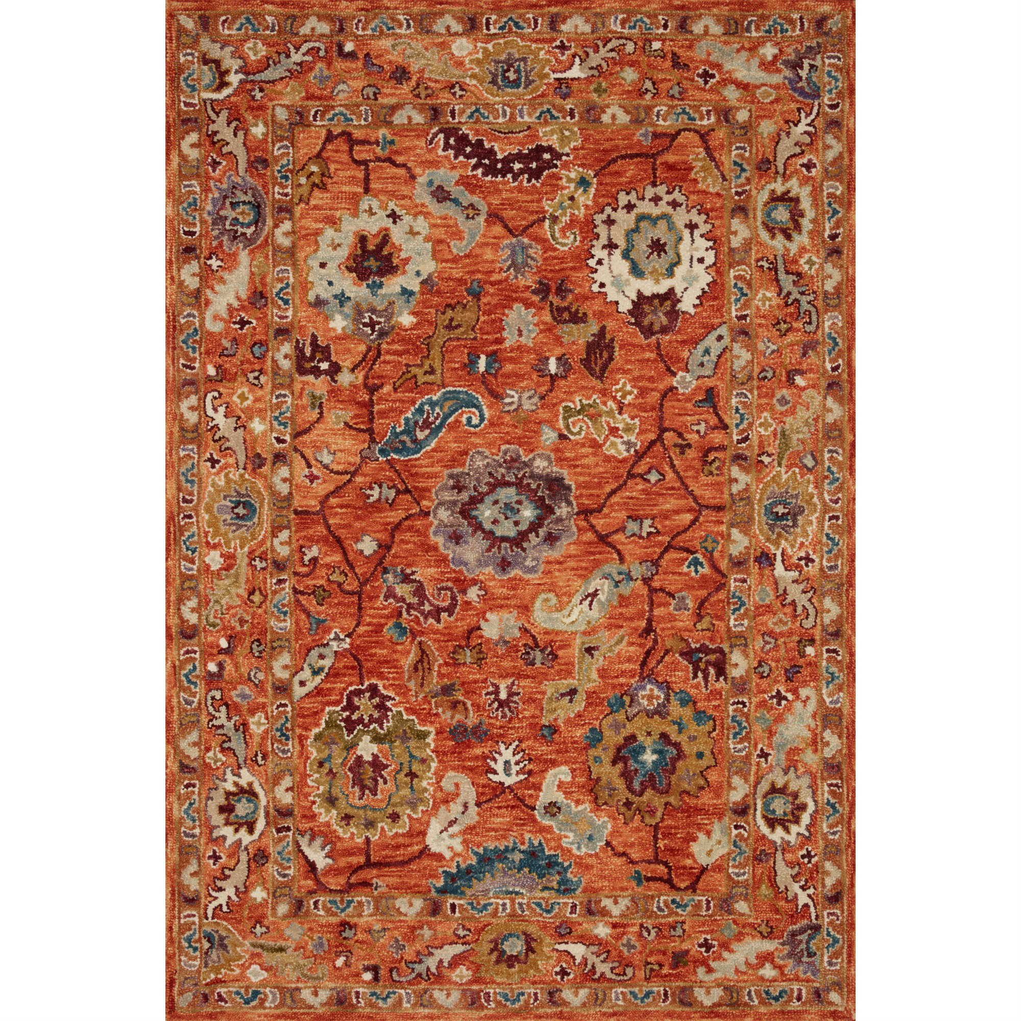 Langley Street Fierros Floral Hand-Hooked Wool Orange Rug & Reviews ...