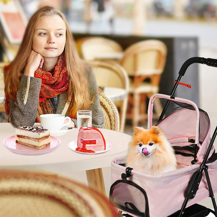 ACEM Pink Dog Stroller For Medium Small Dogs Cats | Wayfair