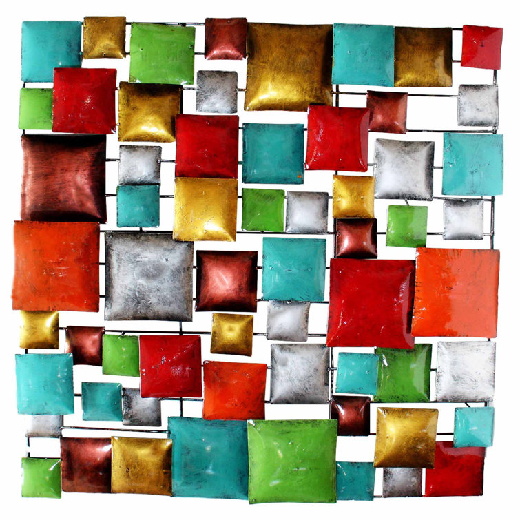 World Menagerie Contemporary Metal Squares Abstract Wall Décor | Wayfair