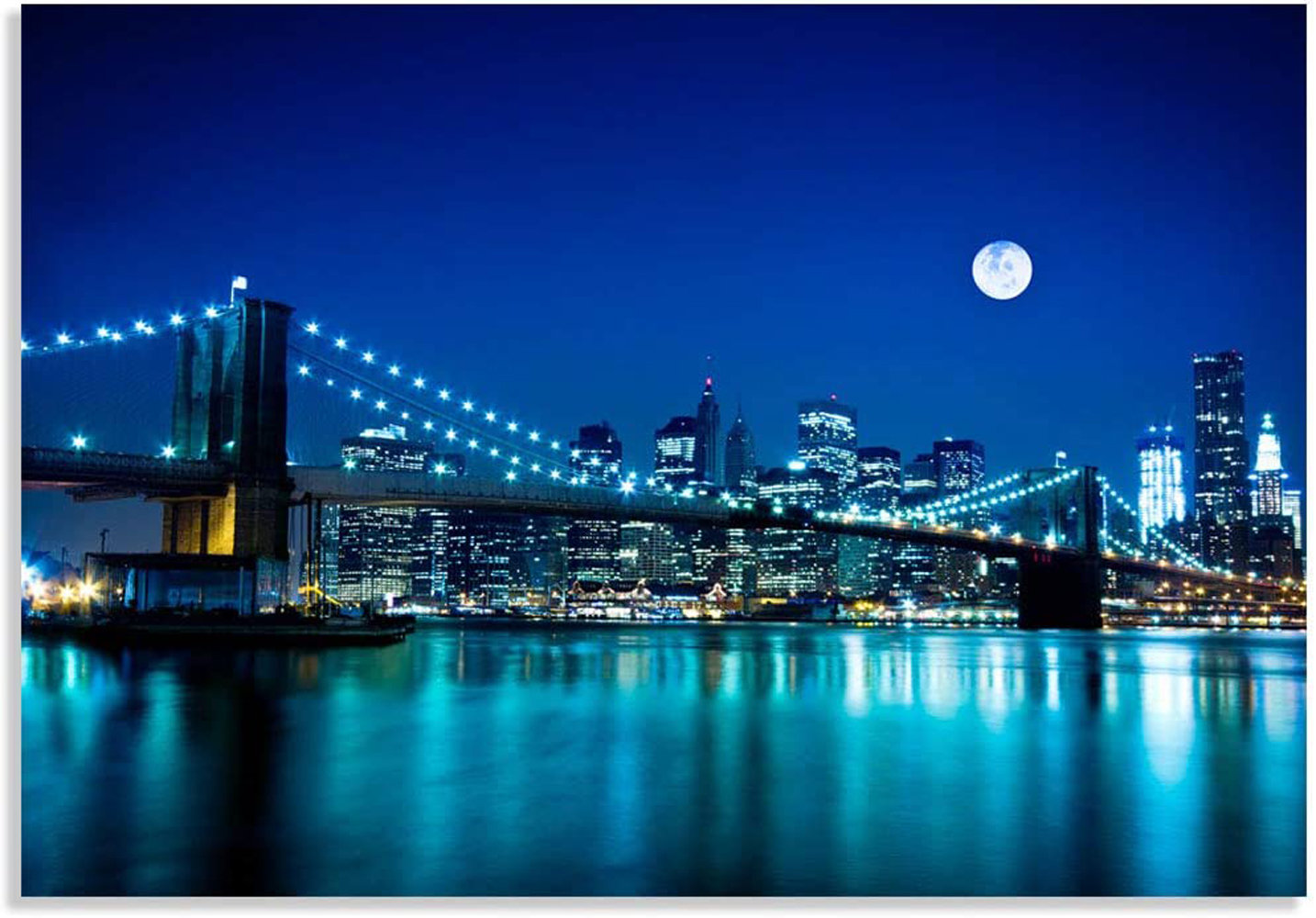 IDEA4WALL Brooklyn Bridge Under Moonlight Wall Mural | Wayfair