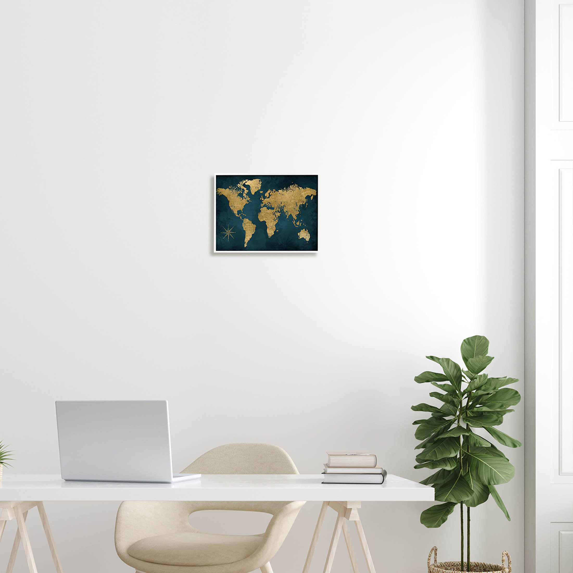 Stupell Industries Blue Compass Pattern Map by Natalie Carpentieri ...