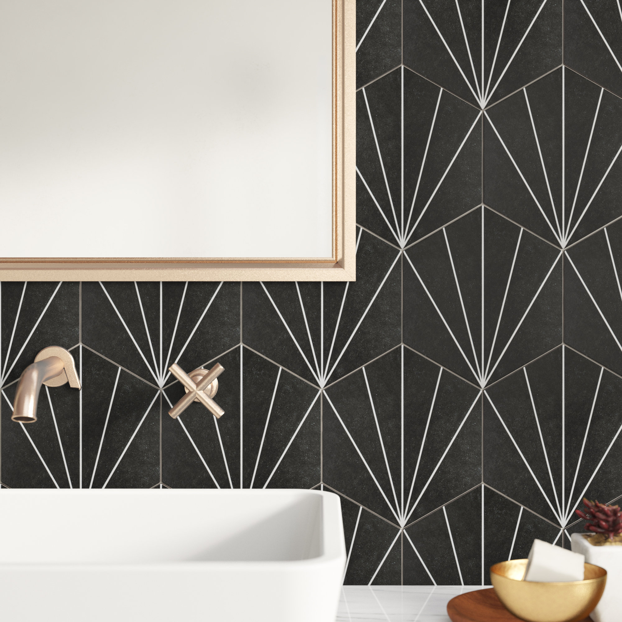 Merola Tile Aster 9" x 10" Porcelain Patterned Wall & Floor Tile ...