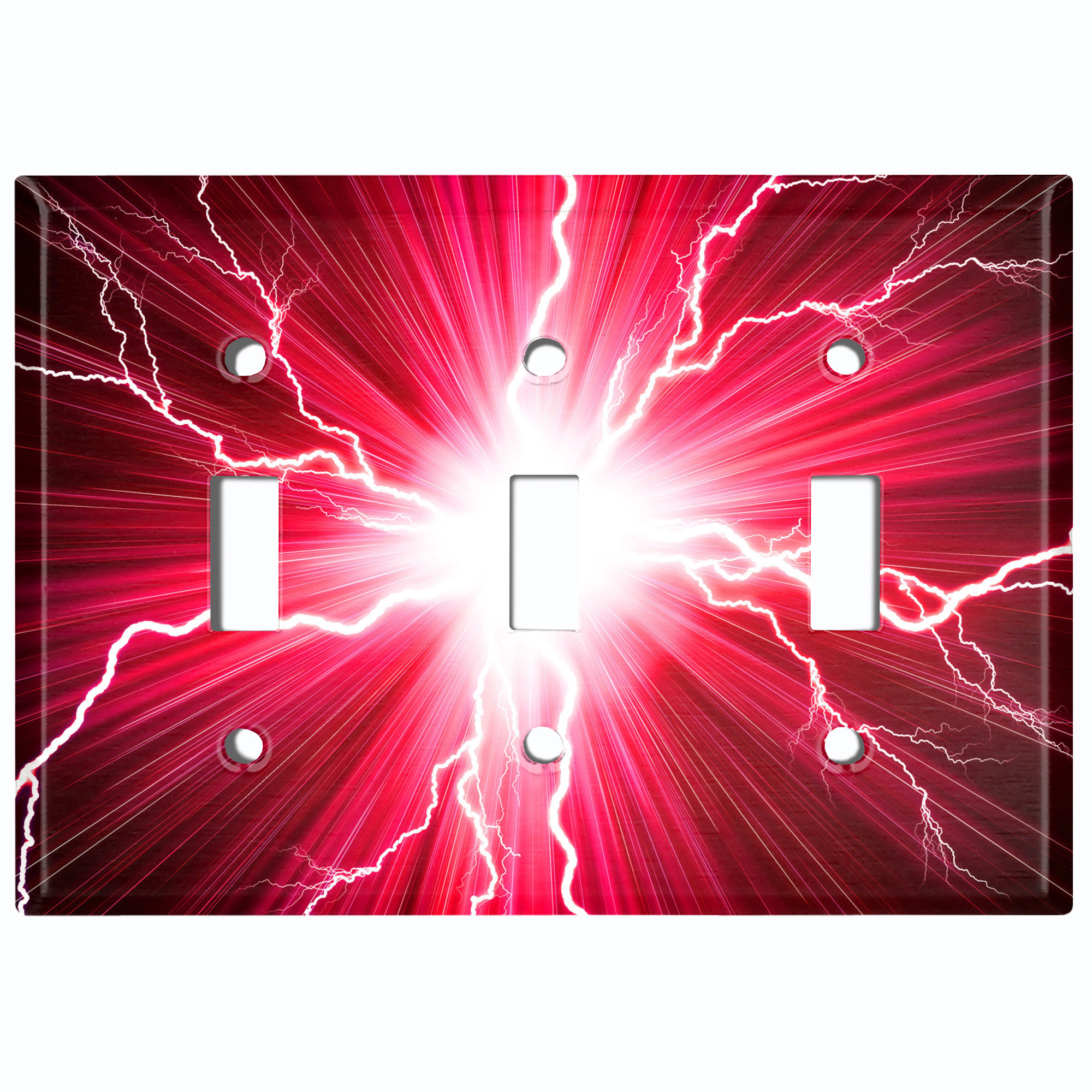 WorldAcc Metal Light Switch Plate Outlet Cover (Lightning Red - Triple ...
