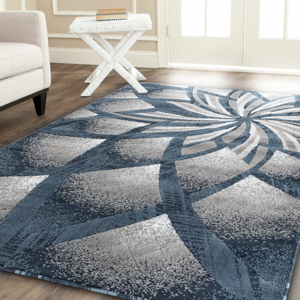 Ebern Designs Kimbrel Floral Blue/Gray/Ivory Area Rug & Reviews | Wayfair