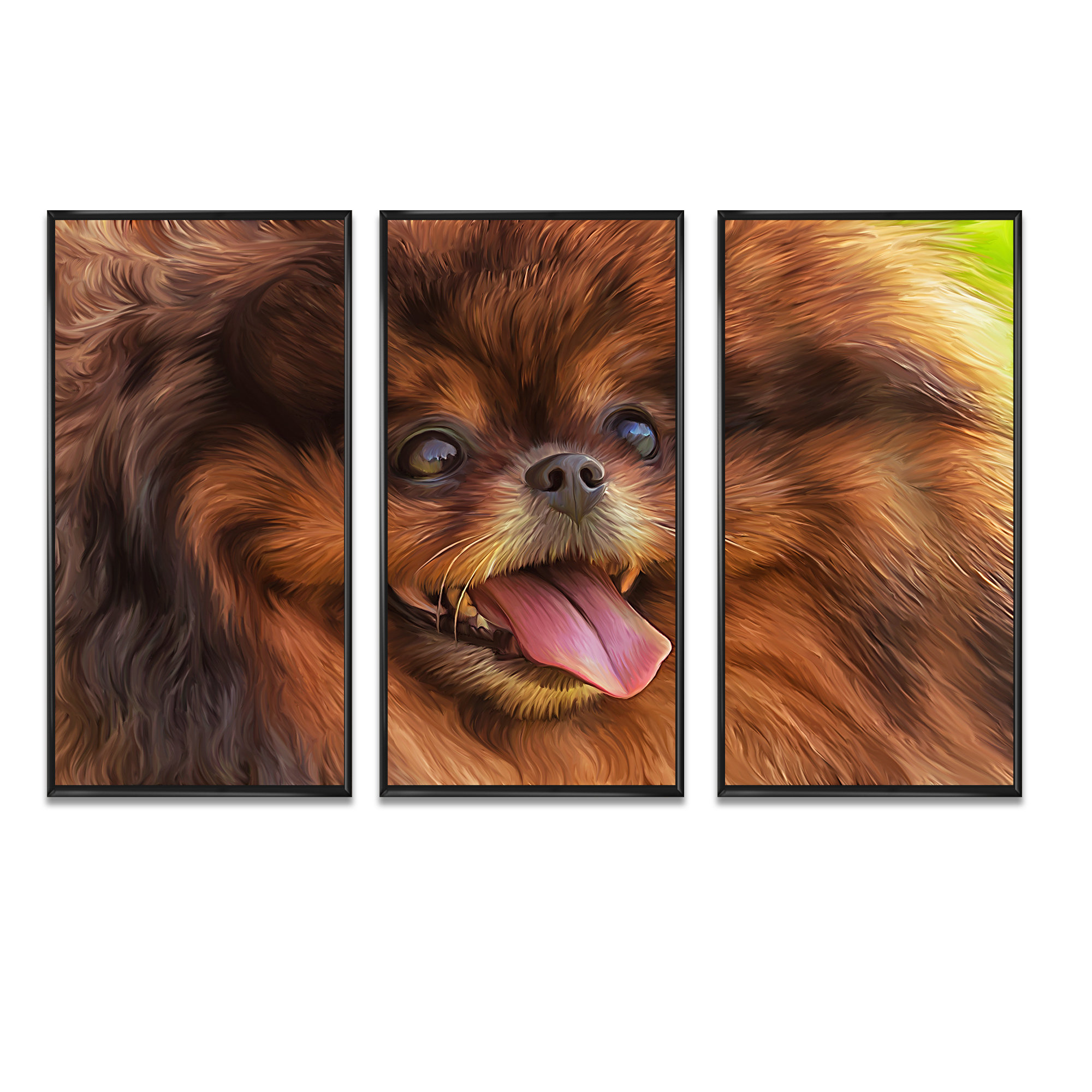 Winston Porter Drawing Dog German Pomeranian - 3 Piece Floater Frame ...
