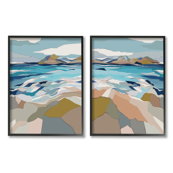 Dovecove Waterfront Geometric Abstract Painting by Nikita Jariwala - 2 ...