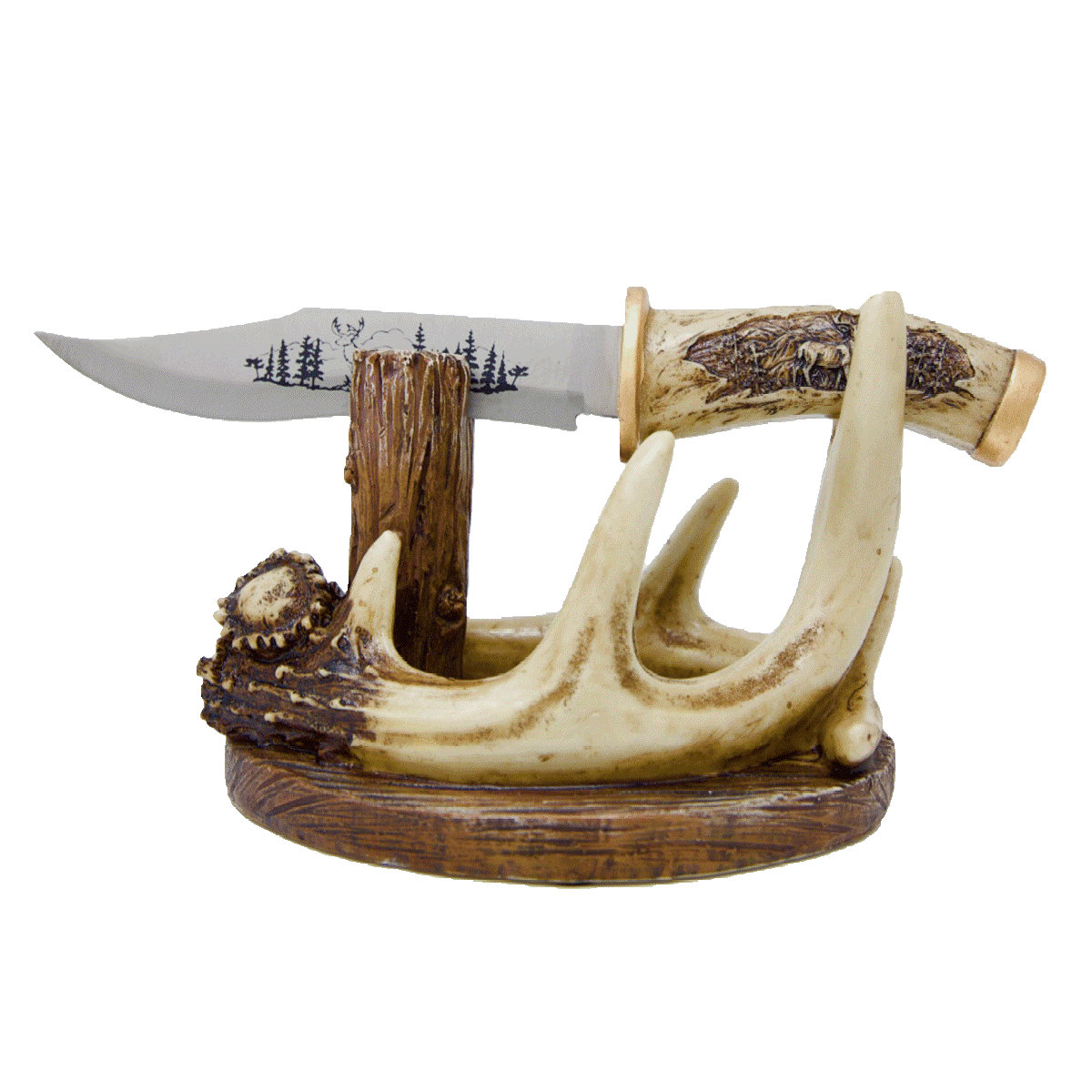 Decor Idea Carved Look Handle Decorative Deer Knife with Antler Display ...
