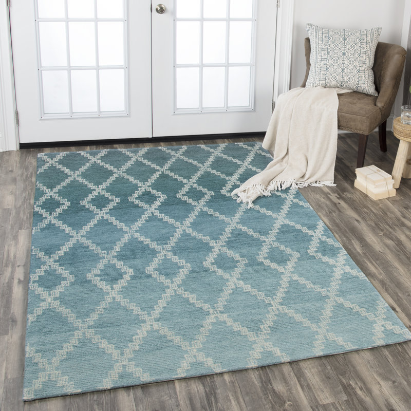 Brayden Studio® Roberts Hand-Tufted Wool Teal Area Rug | Wayfair