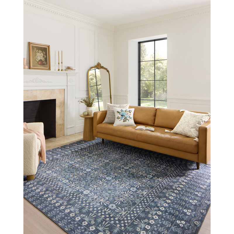 Rifle Paper Co. x Loloi Maison MAO-03 Rosette Blue Rug & Reviews | Wayfair