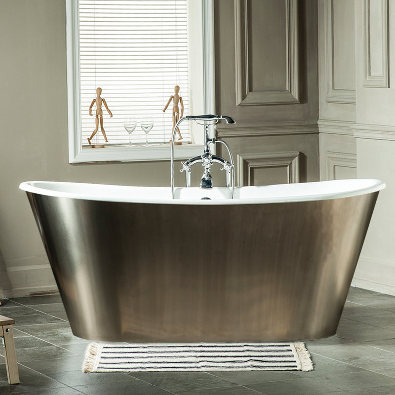 Maykke Woodward Cast Iron 67" x 26" Freestanding Soaking Bathtub | Wayfair