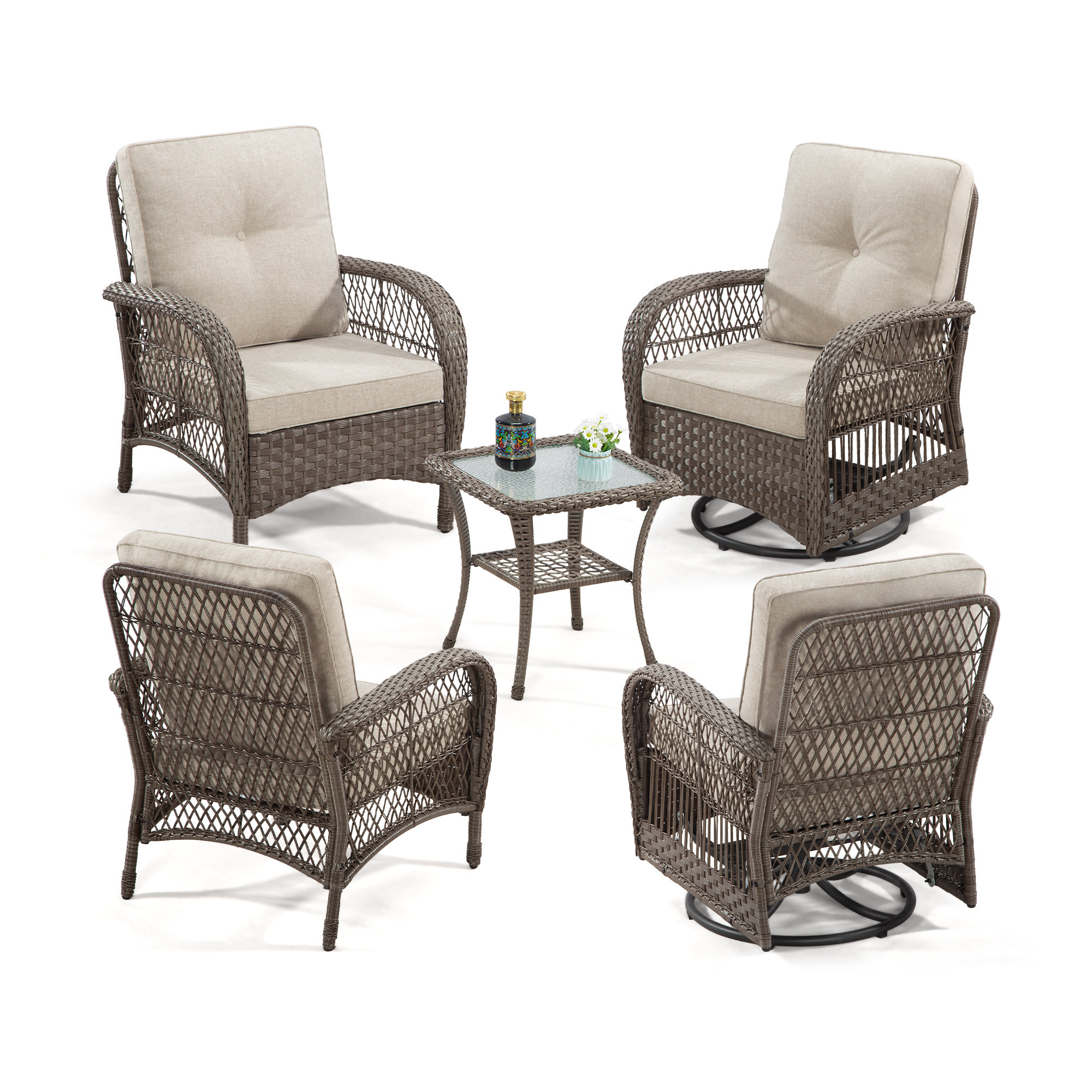 Bay Isle Home Hanalei 5 Piece Multiple Chairs Seating Group with ...