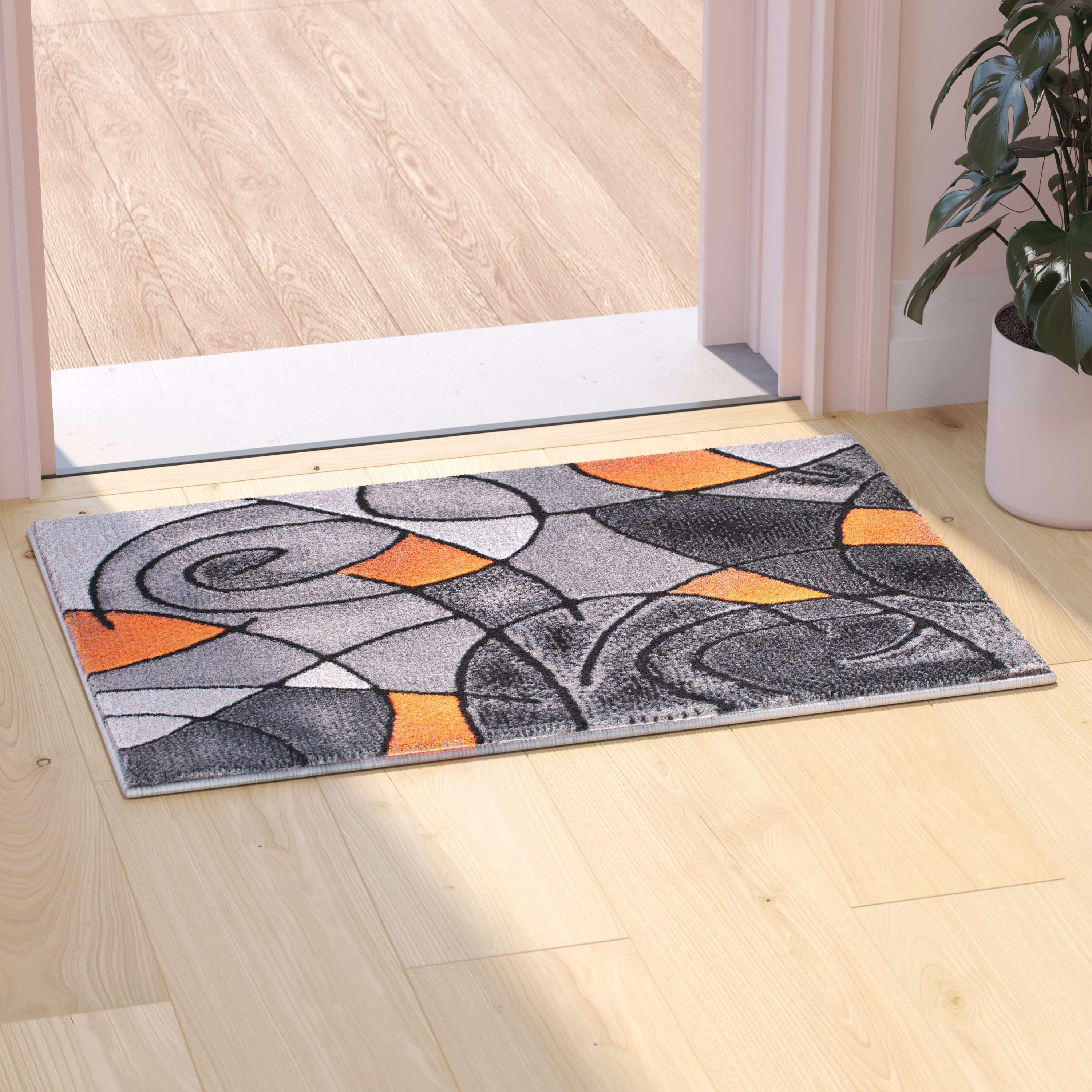 Orren Ellis Sioar Modern Abstract Pattern Olefin Accent Area Rug ...