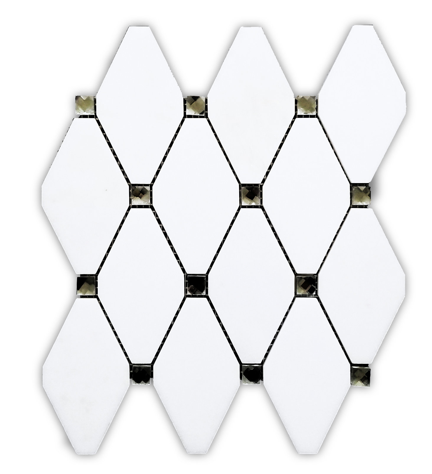 Mango Tile Bianco 11" x 12" Glass/Marble Diamond Mosaic Wall & Floor ...