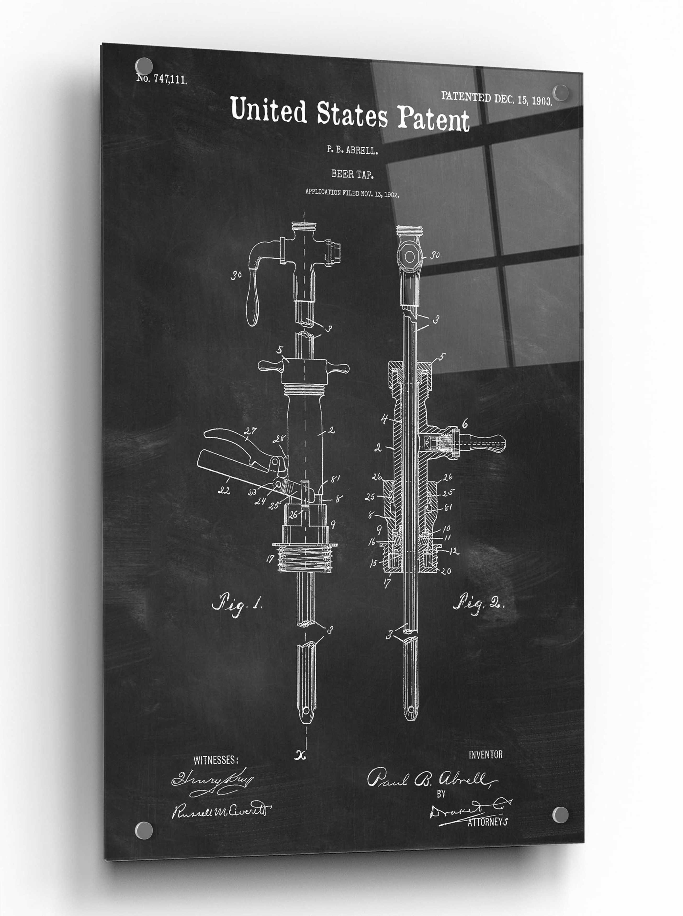 17 Stories Beer Tab Blueprint Patent Chalkboard - Graphic Art on | Wayfair