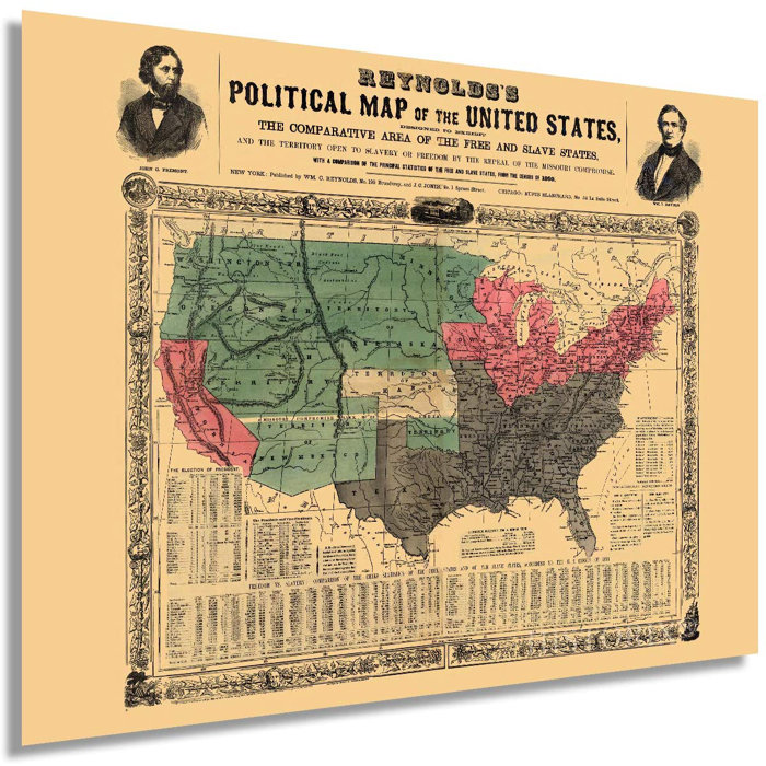 HISTORIC PRINTS HISTORIX Vintage 1856 United States Political Map ...