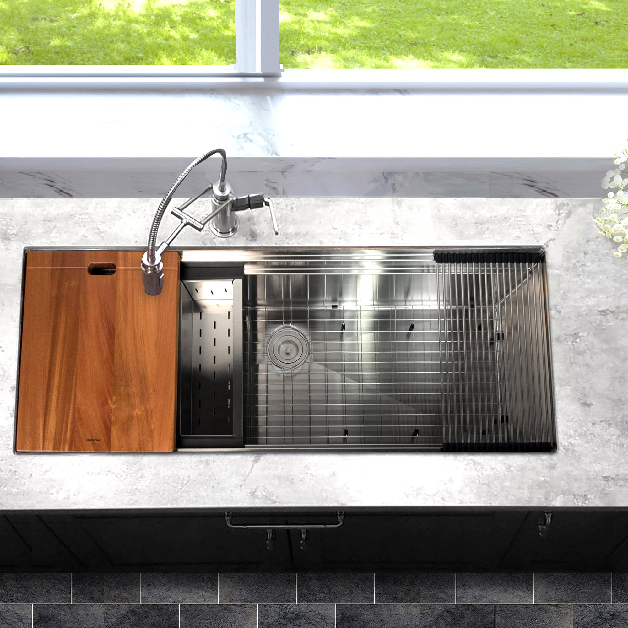 Nantucket Sinks Pro Series 60" L x 20" W Undermount Kitchen Sink with ...