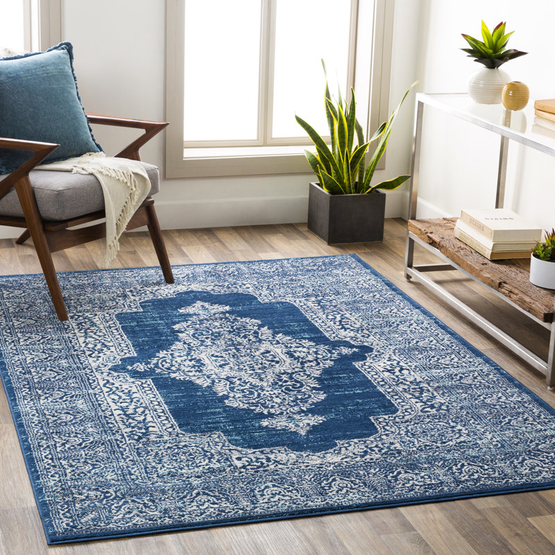 Bungalow Rose Sorrels Oriental Navy/Ivory Area Rug & Reviews
