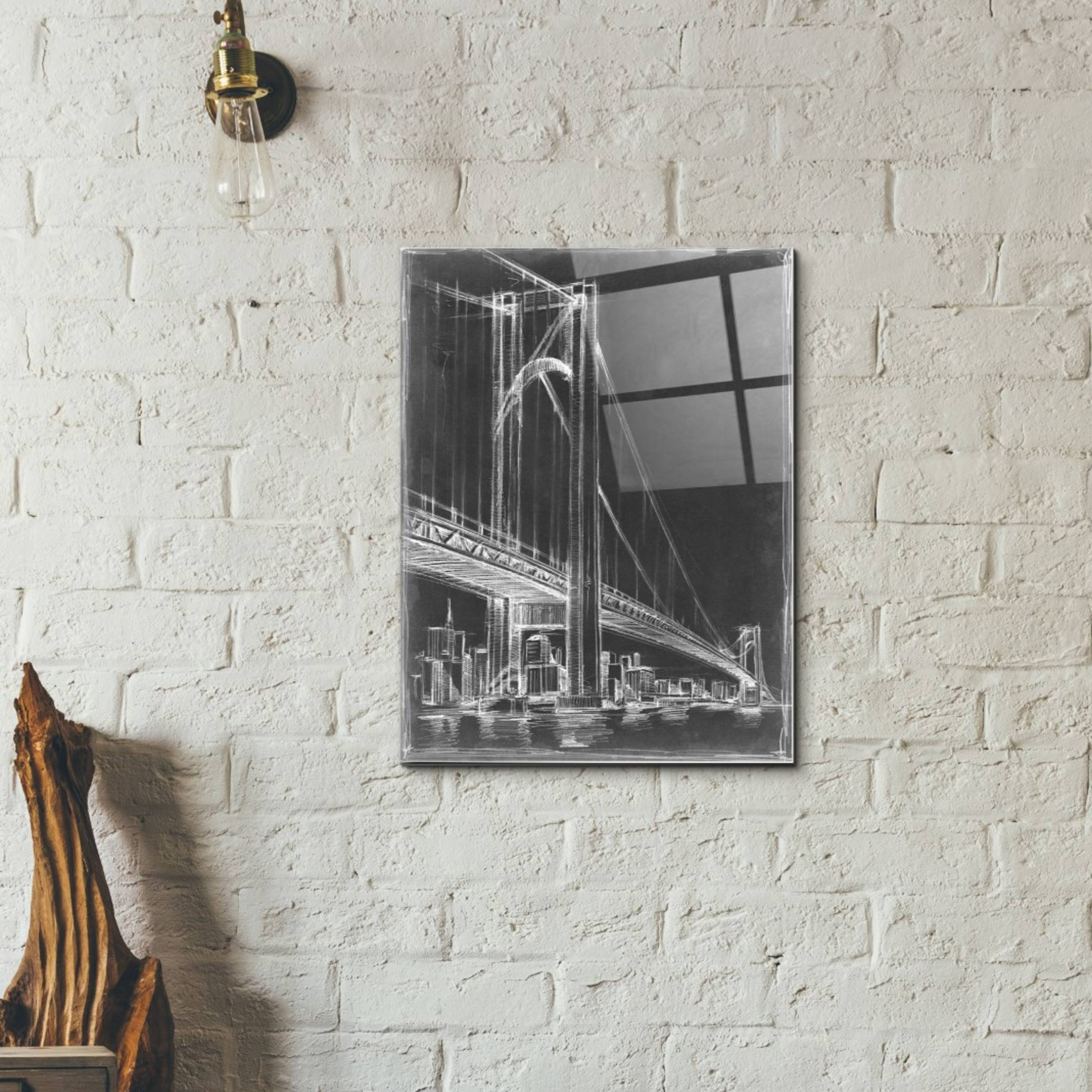 Williston Forge Suspension Bridge Blueprint II by - Unframed Drawing ...