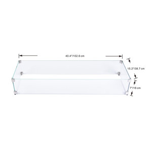 Elementi Plus Rectangular Fire Pit Flame Guard (Glass) | Wayfair