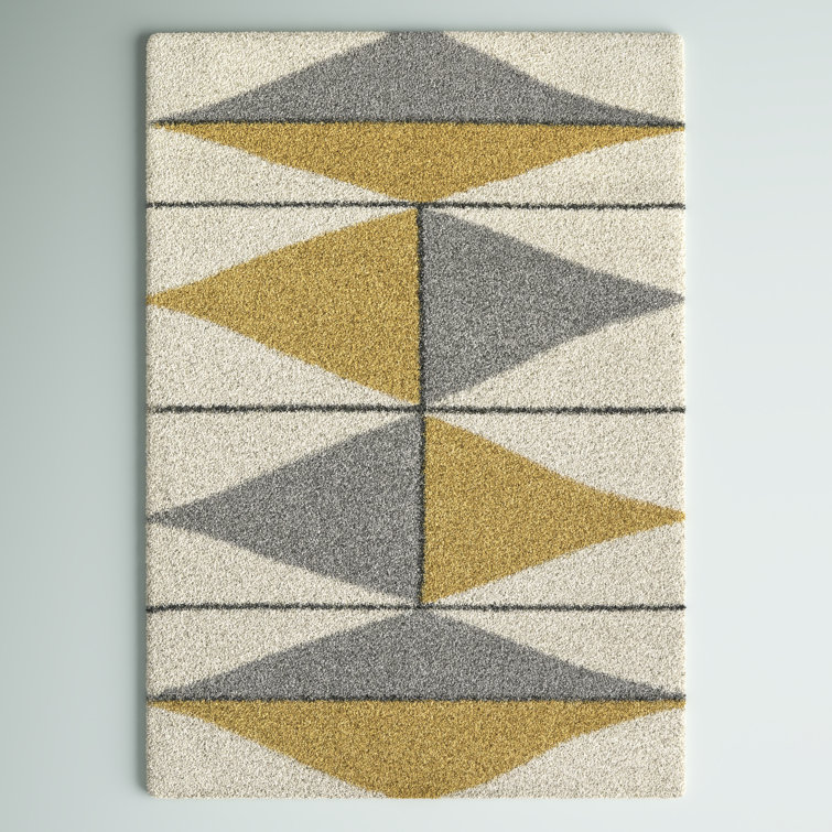 Mercury Row® Bonifay Machine Woven Performance Yellow/Gray/White Rug ...
