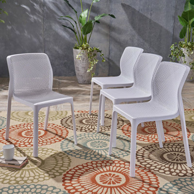 Plastic White Patio Dining Chairs You'll Love | Wayfair