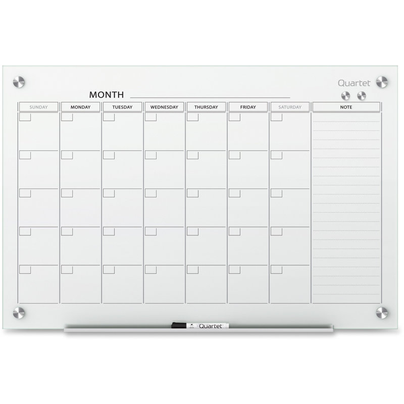 Quartet Wall Mounted Magnetic Graphic Calendar Glass Board, 27.9" x 39. ...