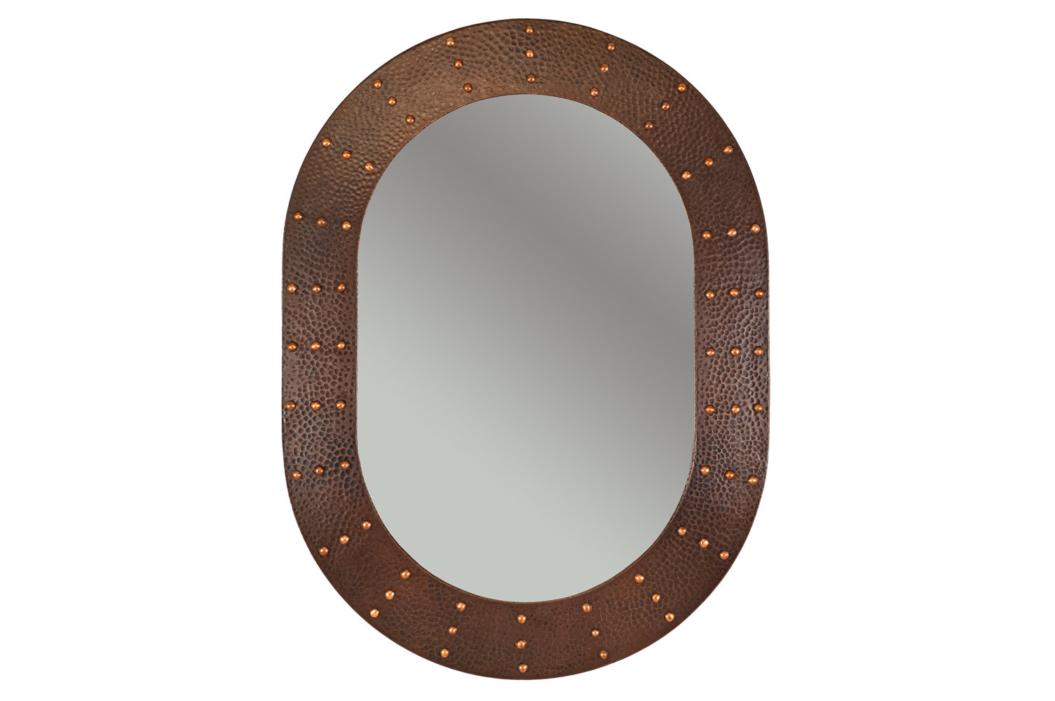 Premier Copper Products 35" Oval Hammered Copper Mirror with Hand ...