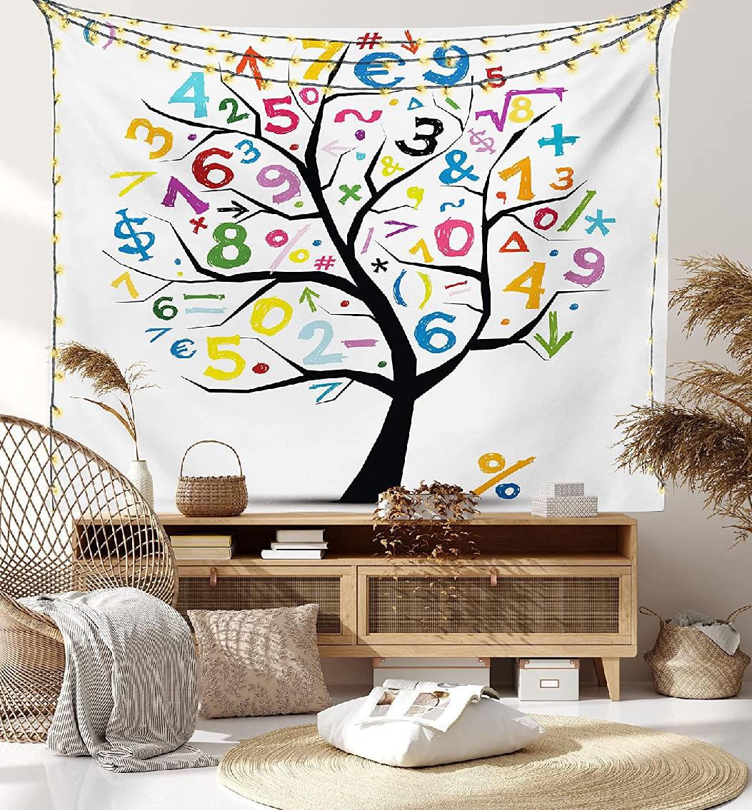 Red Barrel Studio® Microfiber Mathematics Room Tree Colorful Numbers ...