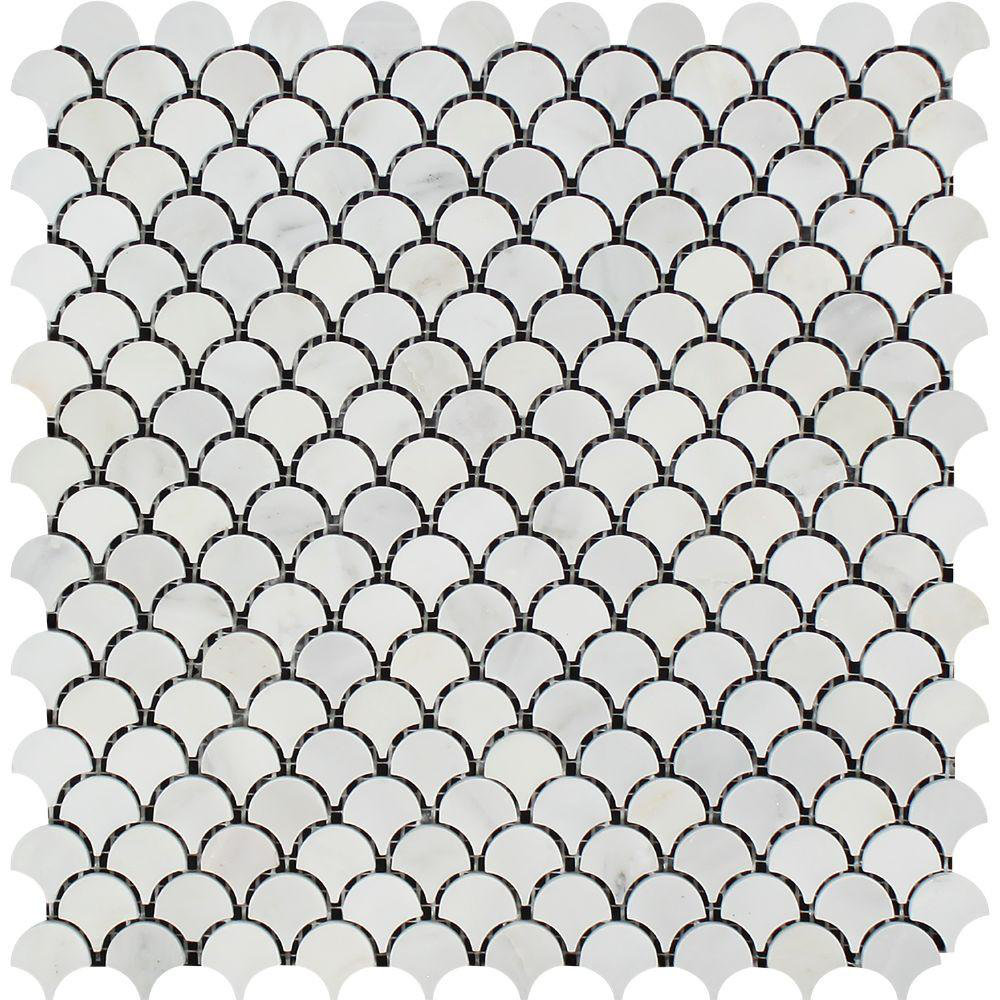 Stone & Tile Shoppe, Inc. Marble Fish Scale Mosaic Wall & Floor Tile ...