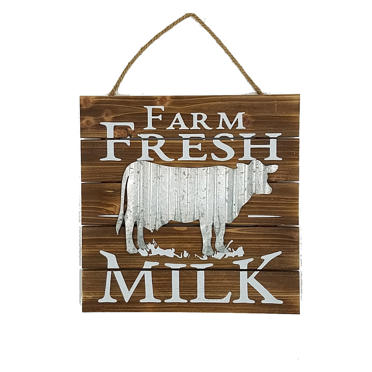 Gracie Oaks Cow-Fresh Milk Wood Wall Décor | Wayfair
