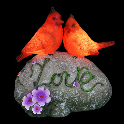 Exhart Solar Cardinal Love Rock Statue with Flowers, 8 Inch & Reviews ...