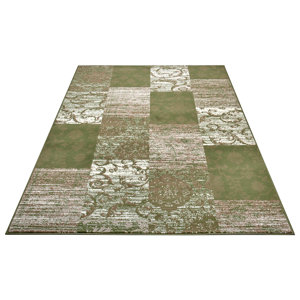 Hanse Home Designer velor rug Bloques in green and cream | Wayfair.ie
