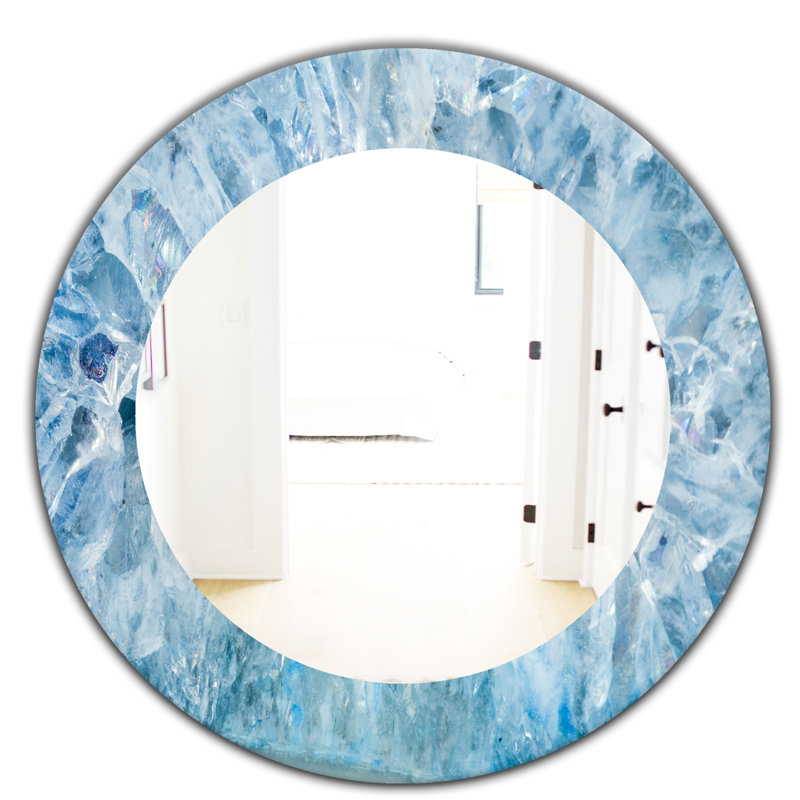 Bless international Geode Interior With Light Blue Crystals Wall Mirror ...