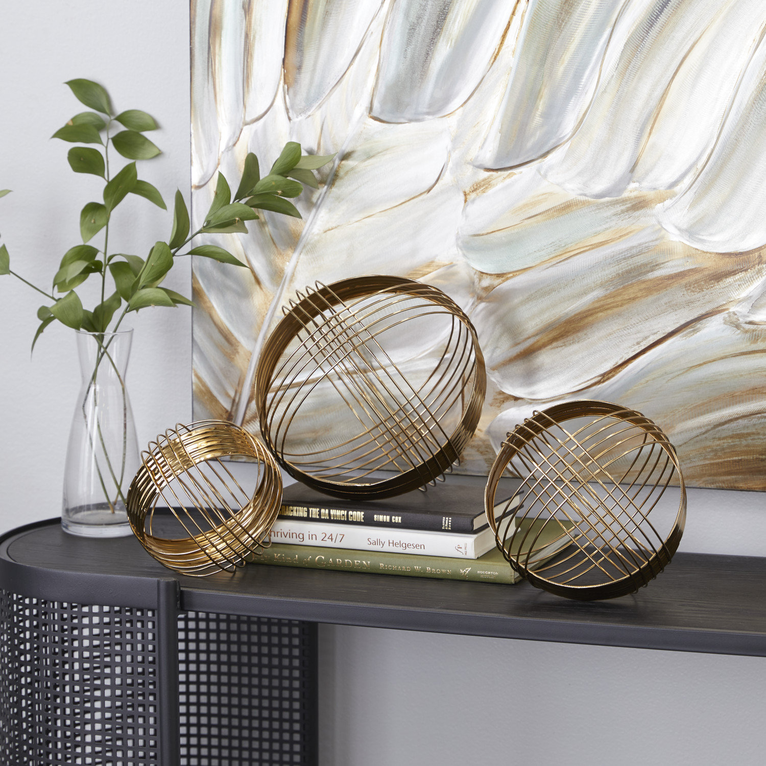 Cosmoliving By Cosmopolitan Set Of 3 Gold Metal Sculpture 8", 7", 6"H ...