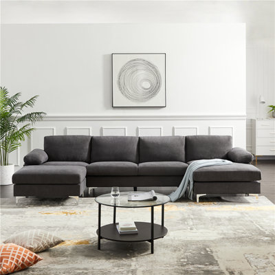 Ivy Bronx Peeples 131" Wide Reversible Modular Corner Sectional with ...