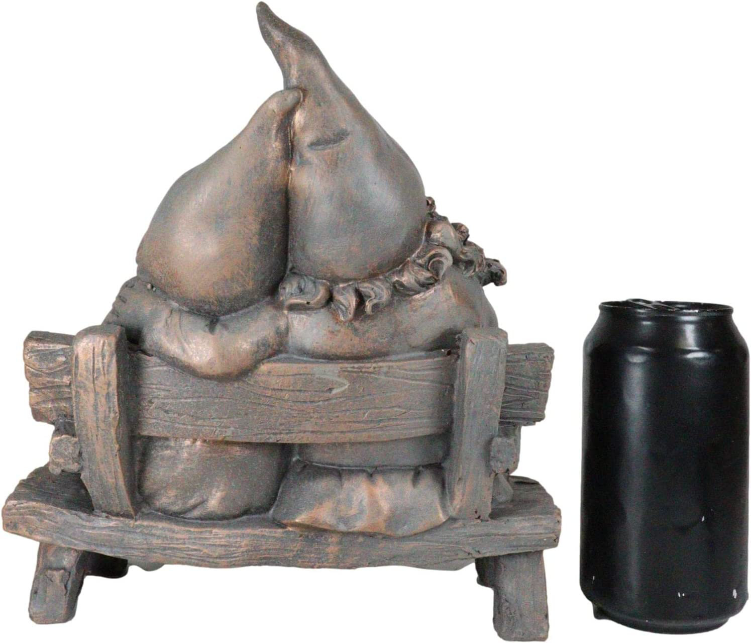 Trinx Eluett Mr and Mrs Gnome Couple Sitting on Wooden Stool Bench ...