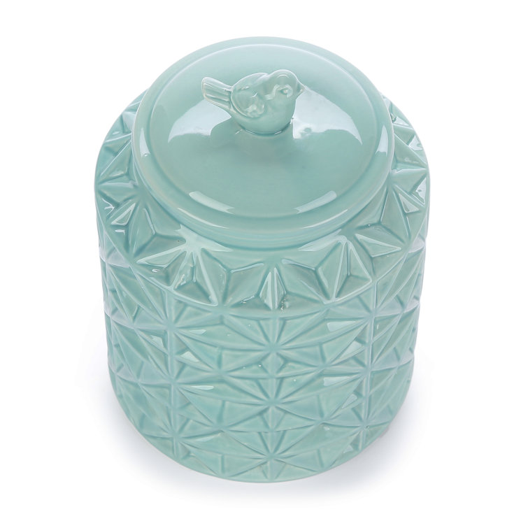 Red Barrel Studio® Turquoise Ceramic Kitchen Flour Canister/Cookie Jar ...