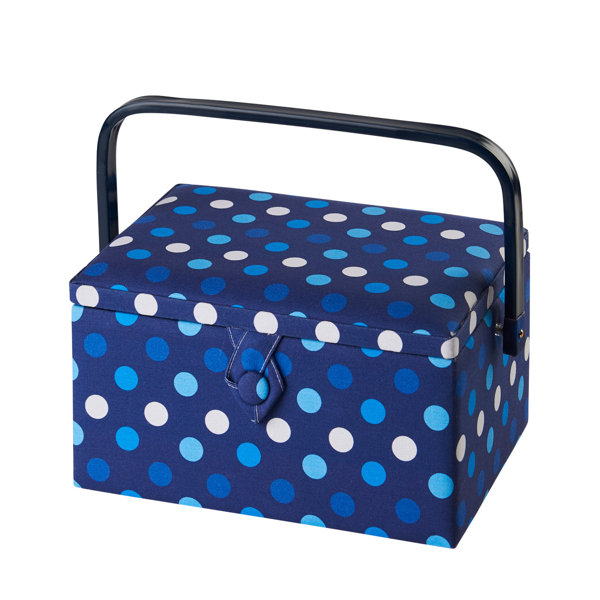 Sewing Online Medium Sewing Box , Navy Spot Fabric | 26 X 18 X 15Cm ...