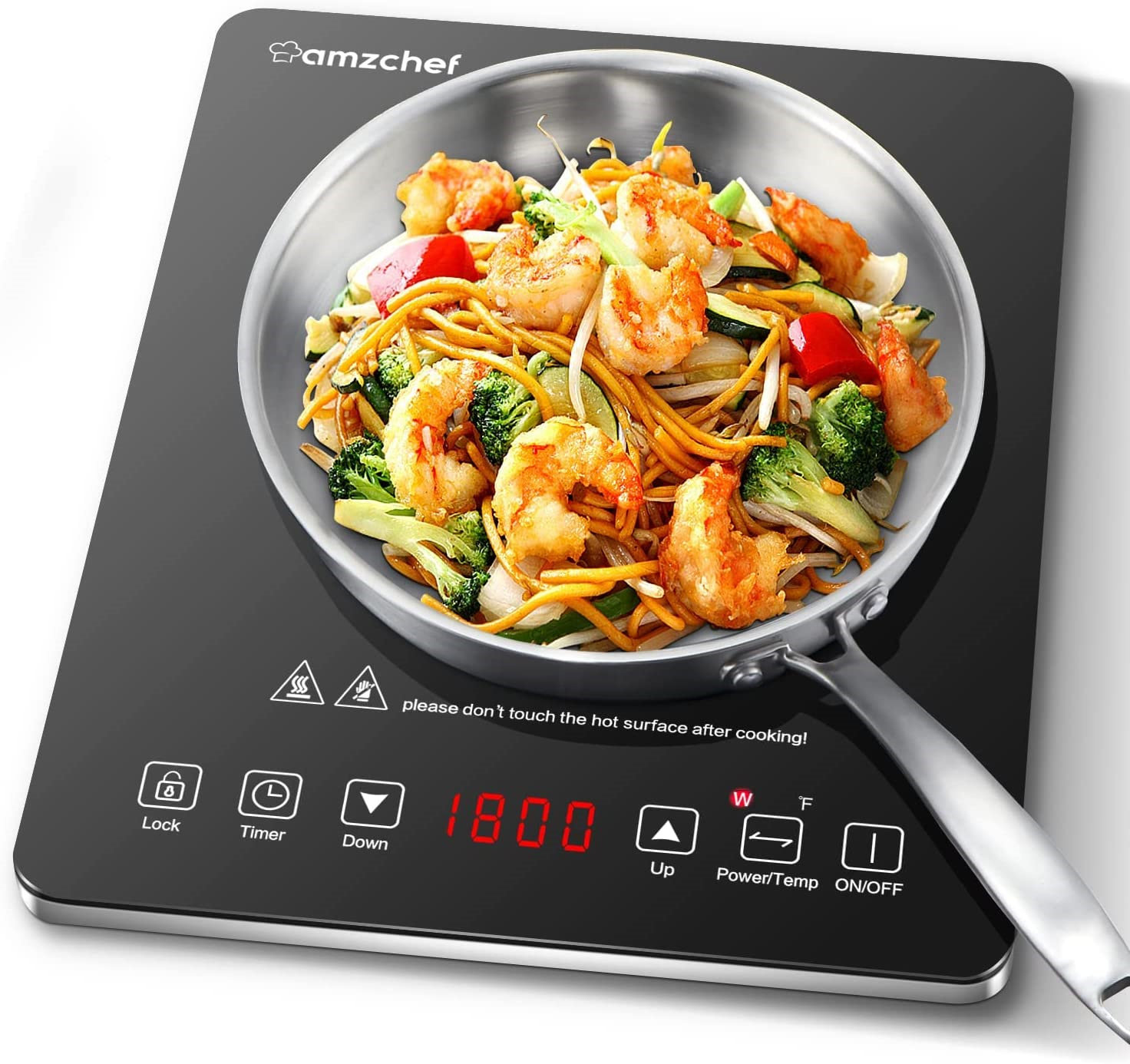 SCHCJI Single Electric Cooking Burner, Ultra-Thin Body, 1800W Sensor ...