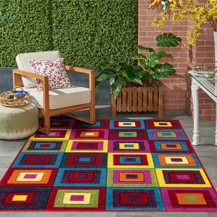 17 Stories Geometric Design Multi Colour Rugs Small Medium Large ...
