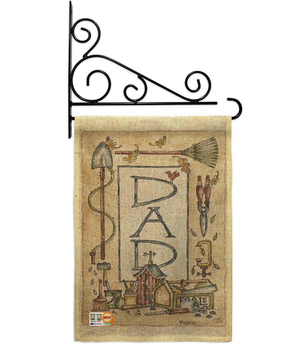 Breeze Decor Dad Border 2-Sided Burlap 19 x 13 in. Flag Set | Wayfair