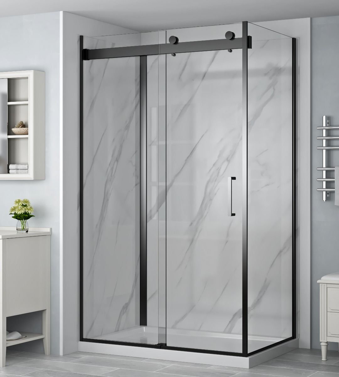 Dreamwerks 48 In. X 32 In. X 79.2 In. Framed Rectangular Shower Kit ...