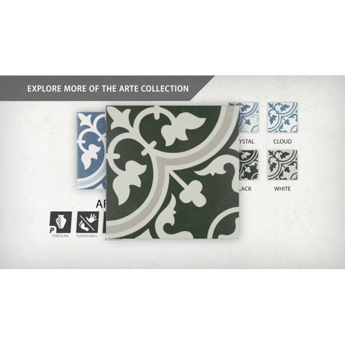 Merola Tile Arte Clover 10" X 10" Porcelain Patterned Wall & Floor Tile ...