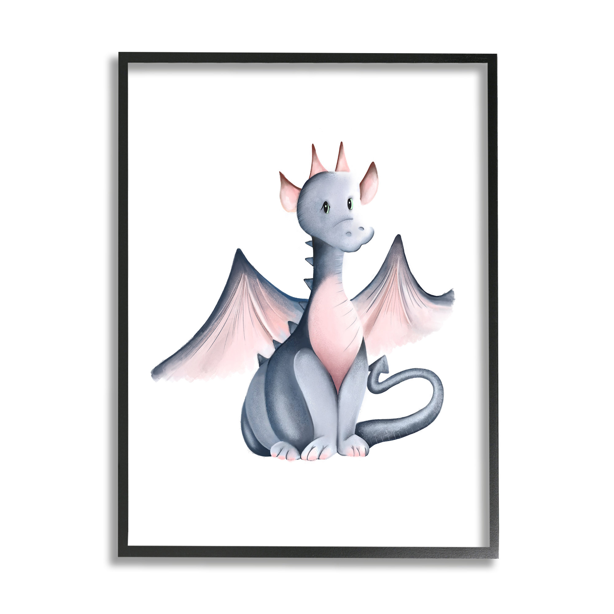 Stupell Industries Whimsical Dragon Sitting Fantasy Creature Wings ...